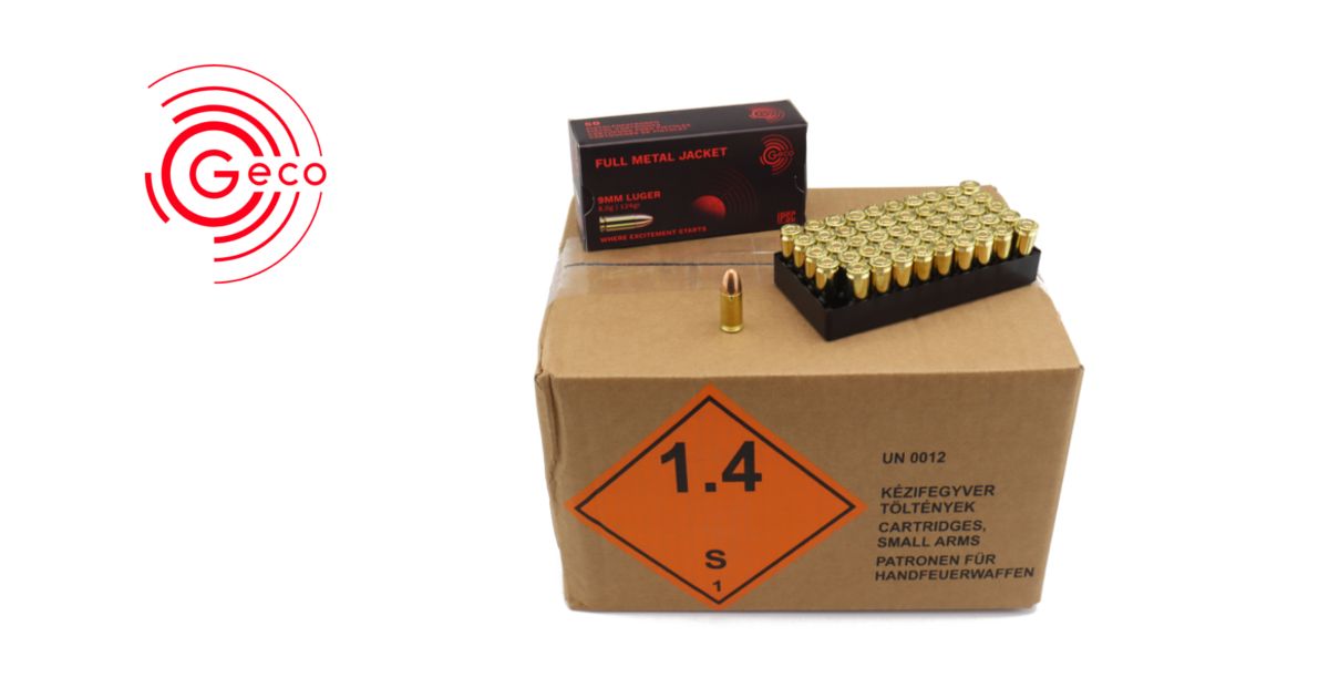 1000 Schuss GECO 9mm Luger FMJ 8g - 124gr. / VMR VollmantelRundkopf ...