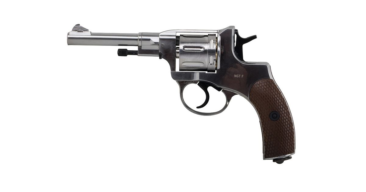 CO2 Revolver Gletcher Nagant NGT F Silver verchromt mit glatten Lauf ...