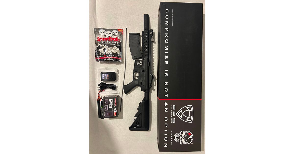 APS M4 Raptor ASR Vollmetall & SpeedBalls 6mm Airsoft BB & LiPo(2-3) e3 ...