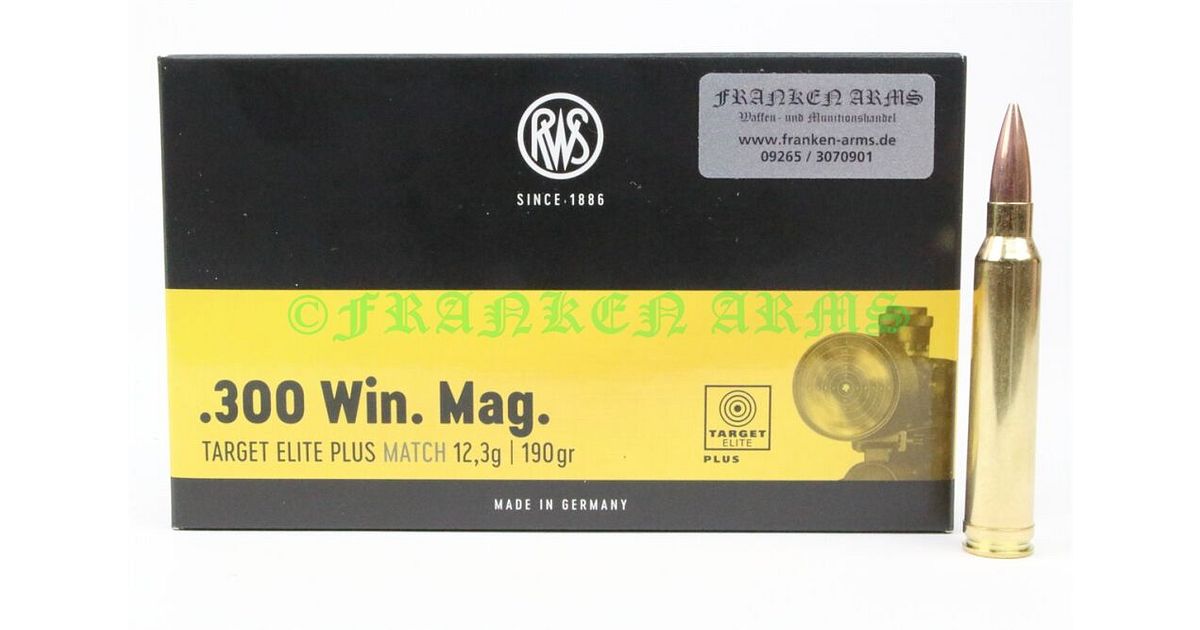 RWS Target Elite Plus .300 Win. Mag. 190gr. 12,3g 20 pièces Prix ...