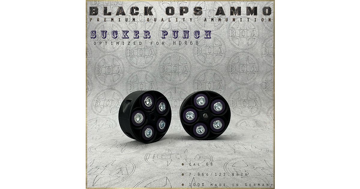 10x + 2 Sucker Punch BLACK OPS AMMO HDR 68 TR cal.68 Munition T4E ...
